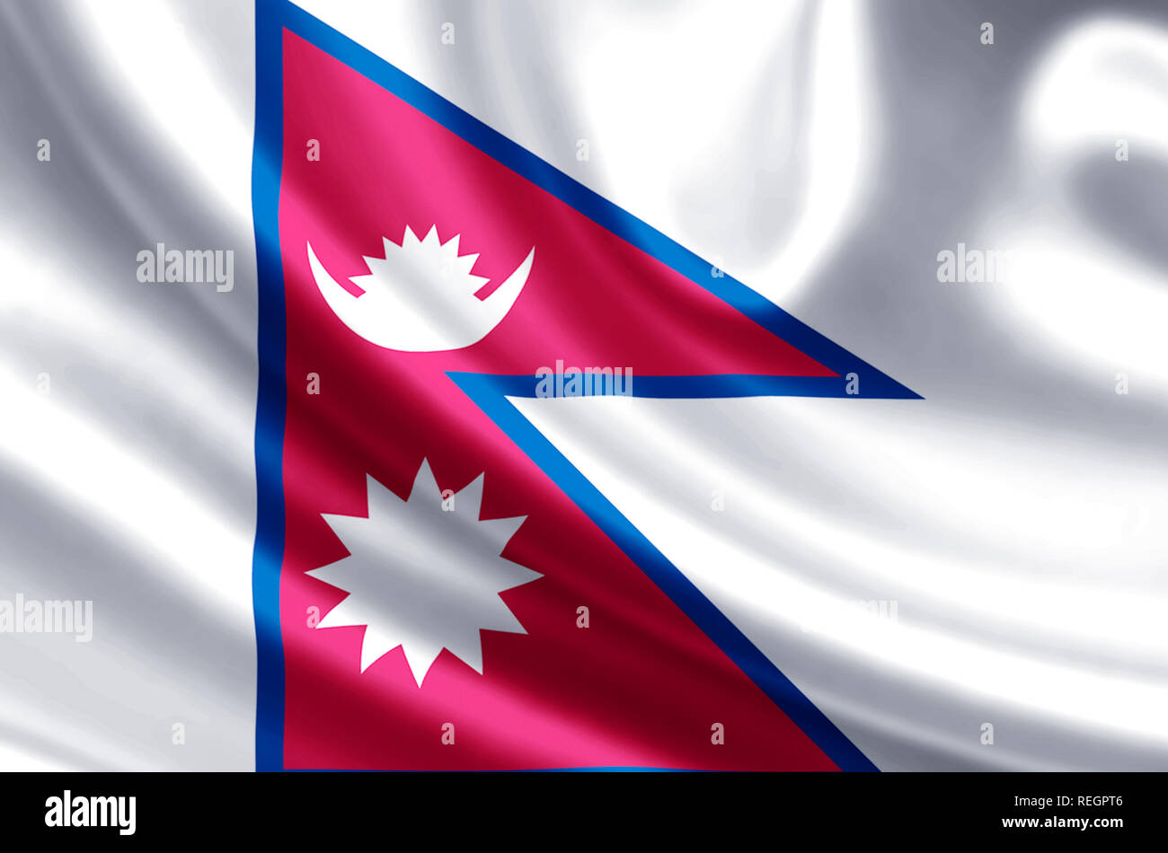 Nepal waving and closeup flag illustration. Perfect for background or ...