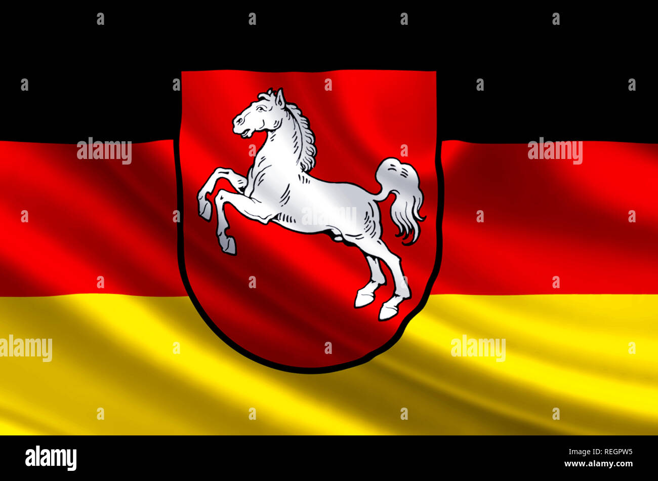 Lower Saxony waving and closeup flag illustration. Perfect for ...