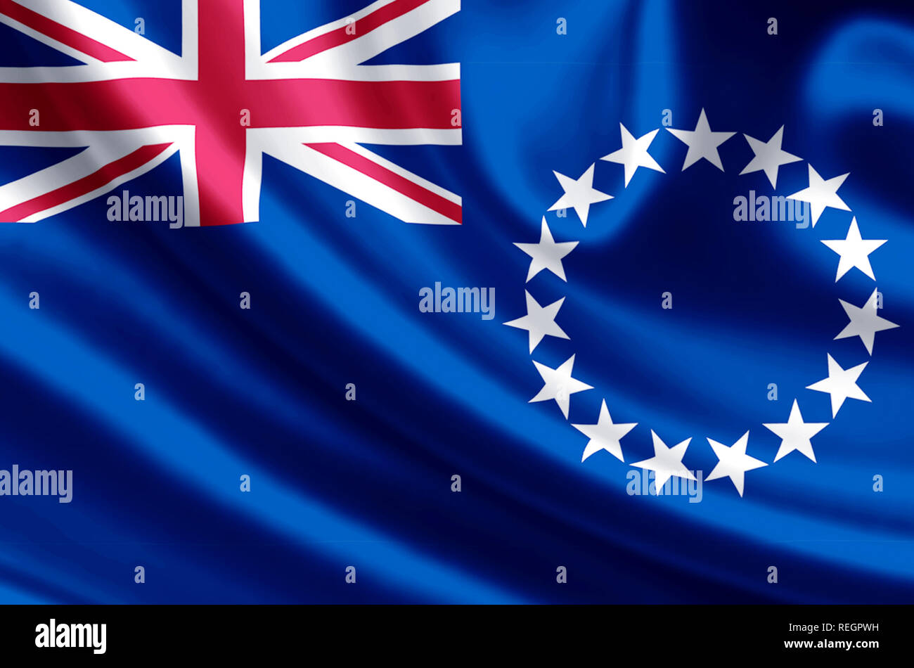 Cook Islands waving and closeup flag illustration. Perfect for ...