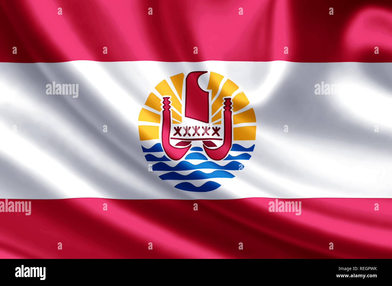 French Polynesia waving and closeup flag illustration. Perfect for ...