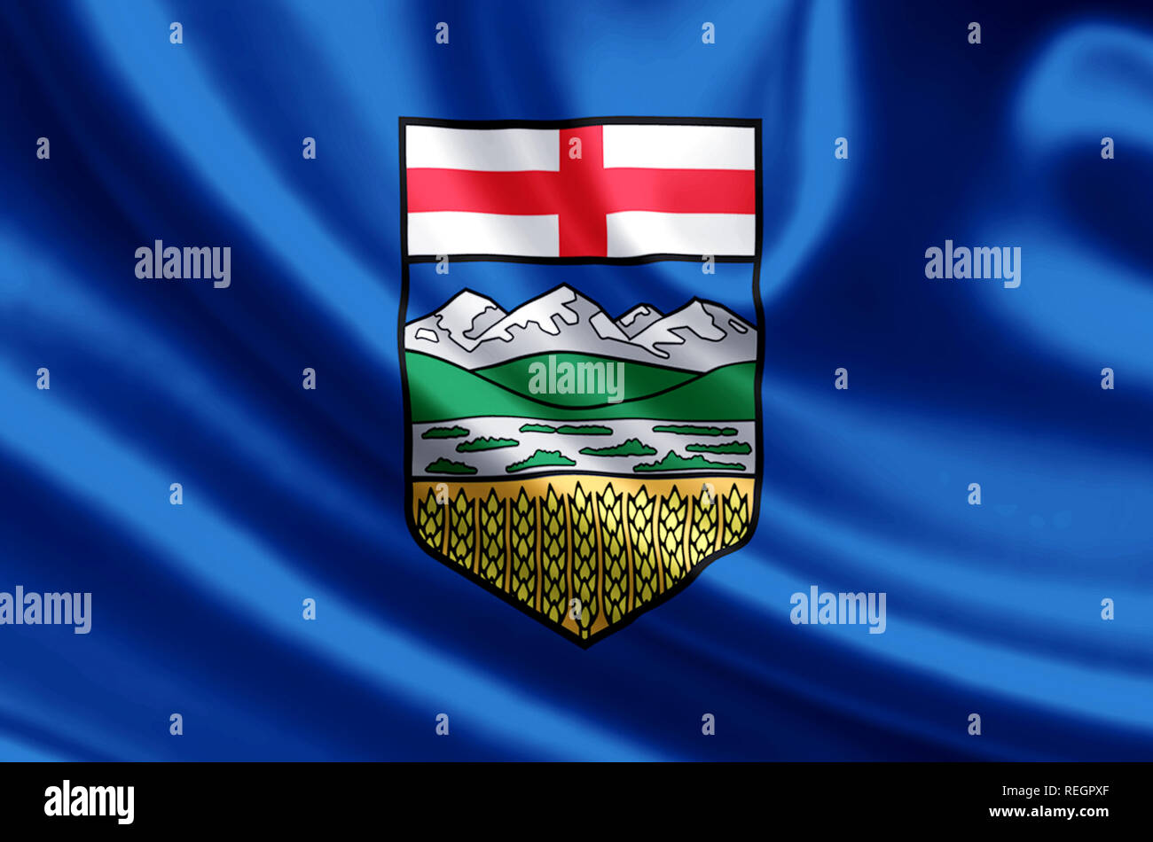 Alberta waving and closeup flag illustration. Perfect for background or ...
