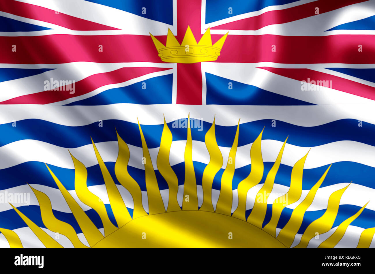 British Columbia waving and closeup flag illustration. Perfect for ...