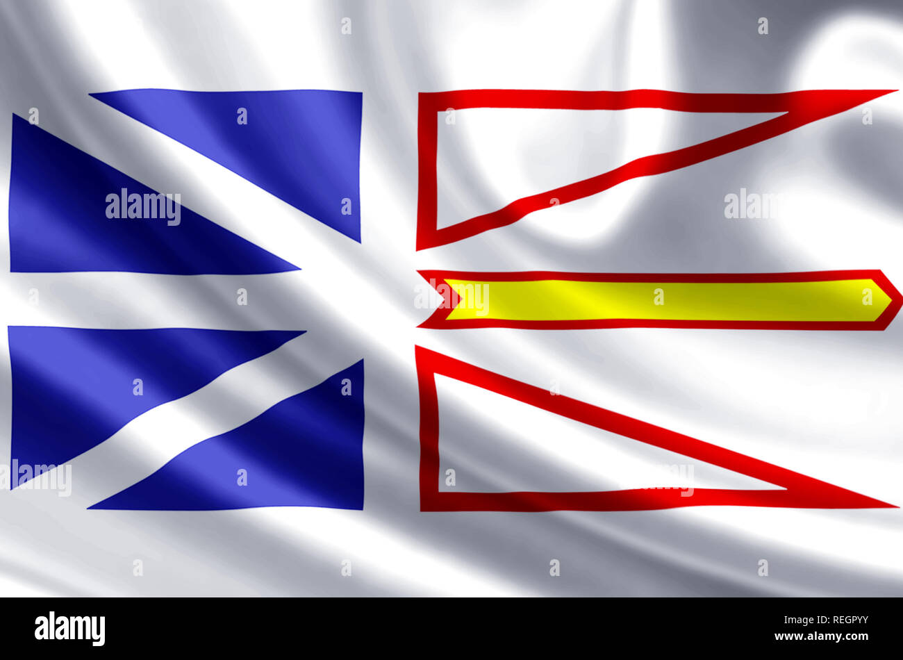 Newfoundland And Labrador waving and closeup flag illustration. Perfect ...