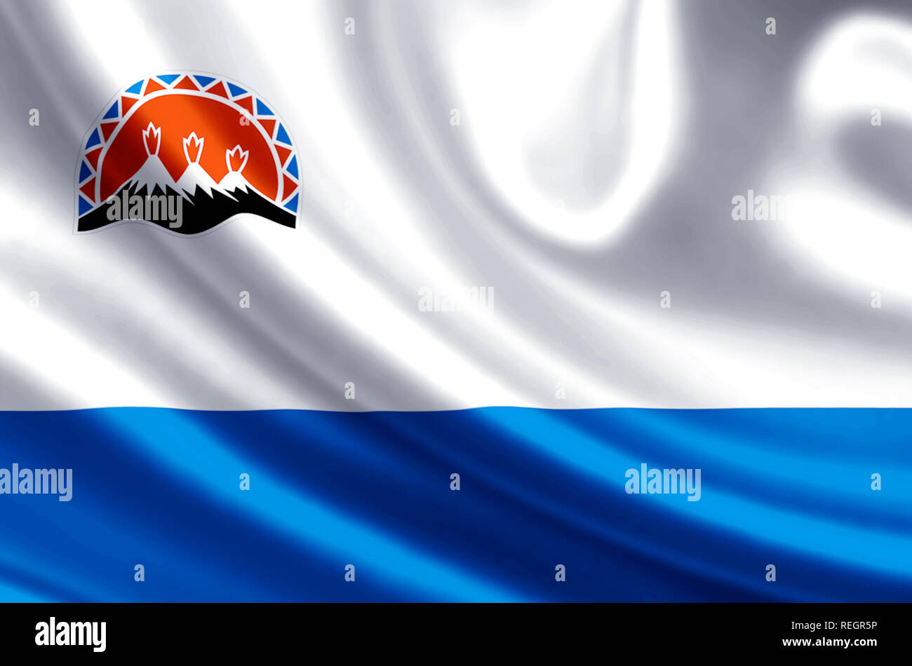 Kamchatka waving and closeup flag illustration. Perfect for background ...