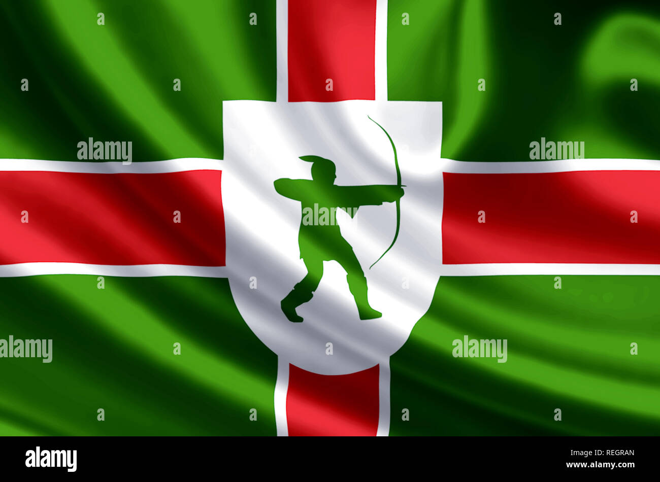 County Nottinghamshire waving and closeup flag illustration. Perfect ...