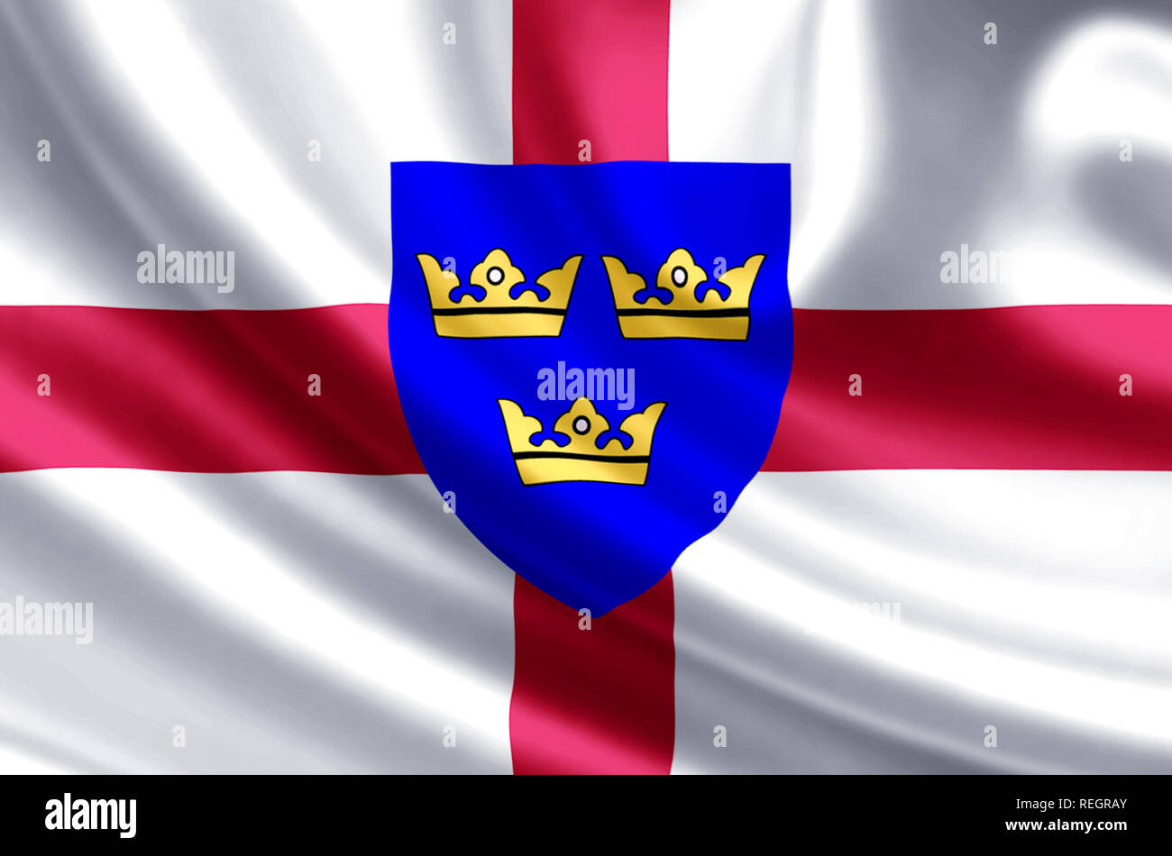 East Anglia waving and closeup flag illustration. Perfect for ...