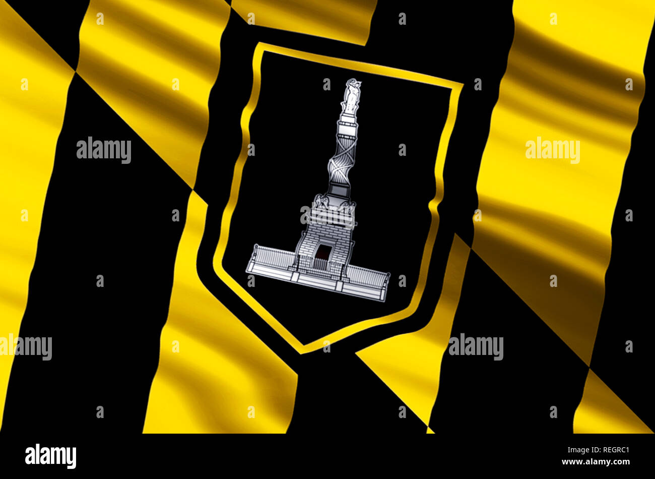 Baltimore City waving and closeup flag illustration. Perfect for ...