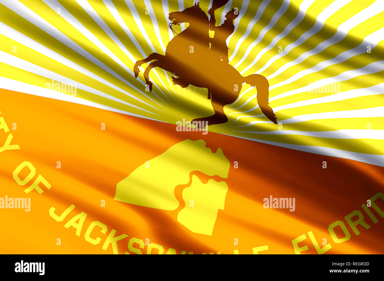 Jacksonville Florida waving and closeup flag illustration. Perfect for ...