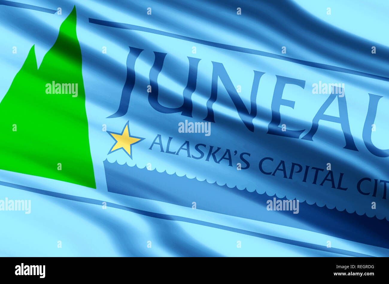Juneau Alaska waving and closeup flag illustration. Perfect for ...