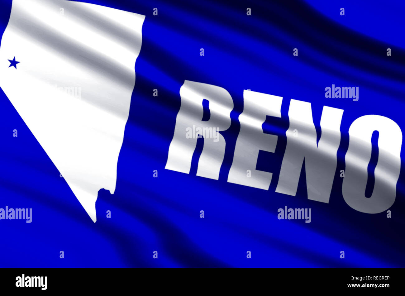 Reno waving and closeup flag illustration. Perfect for background or ...