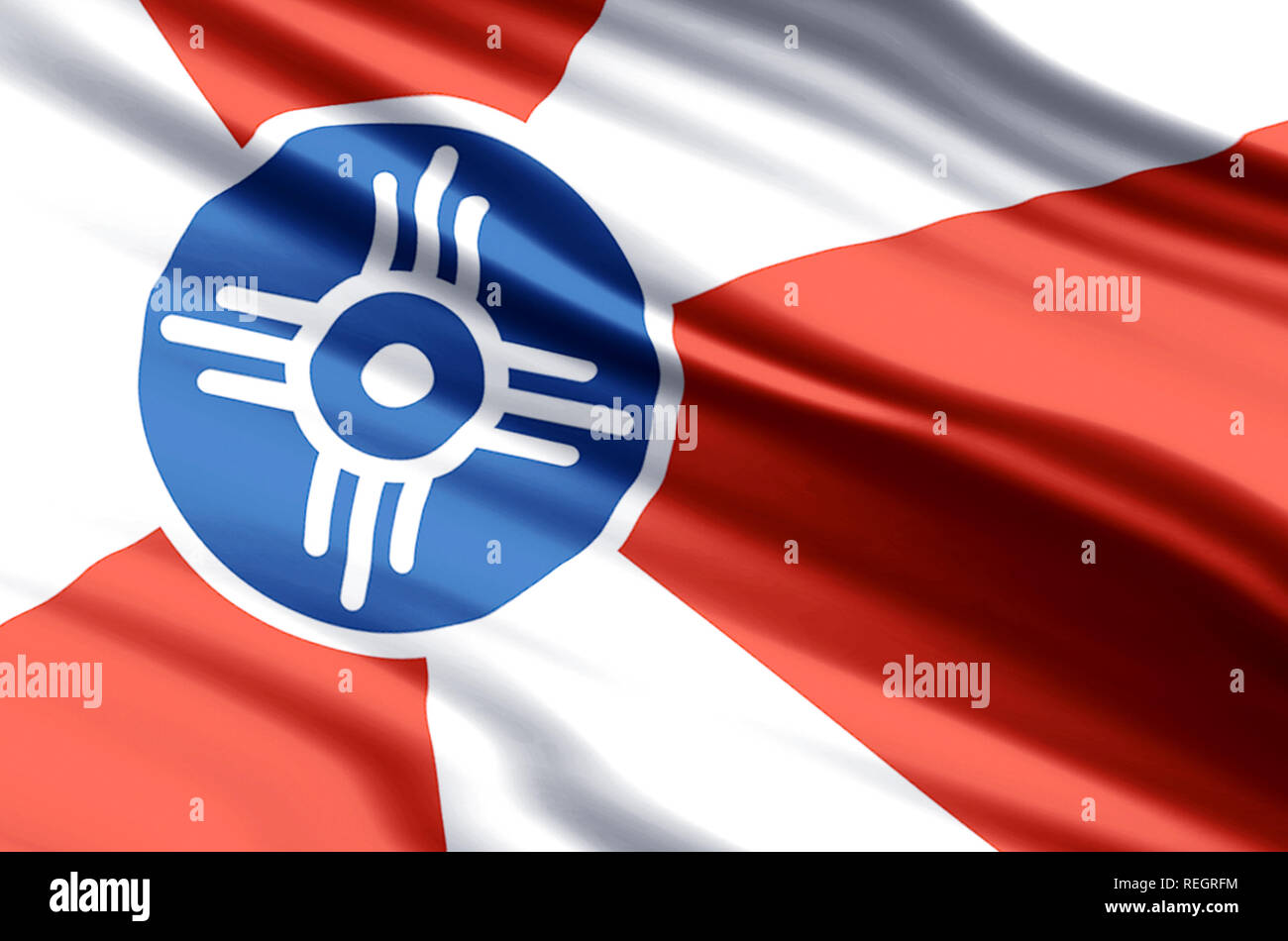 Wichita Kansas waving and closeup flag illustration. Perfect for ...