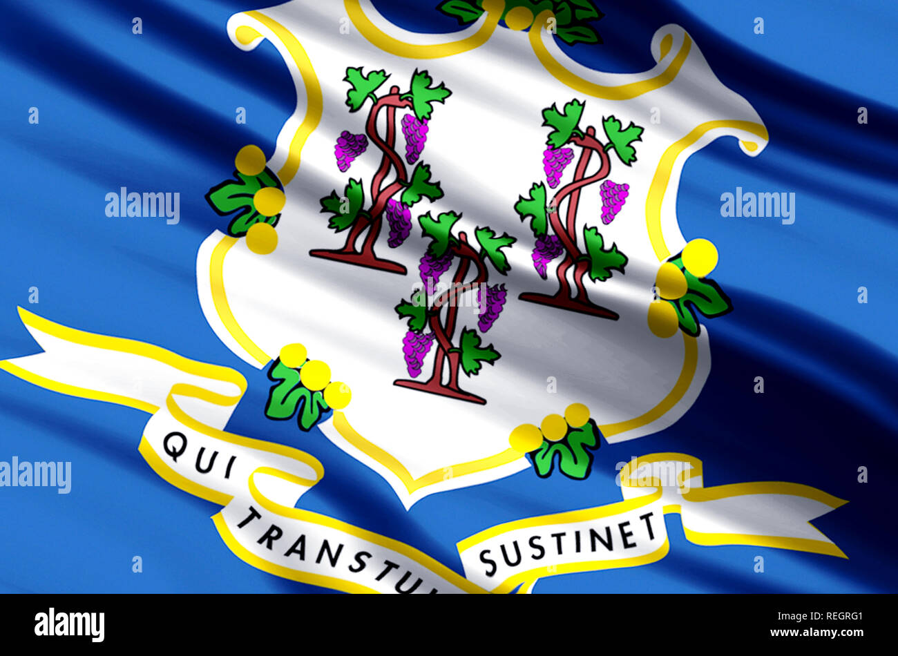 Connecticut waving and closeup flag illustration. Perfect for ...