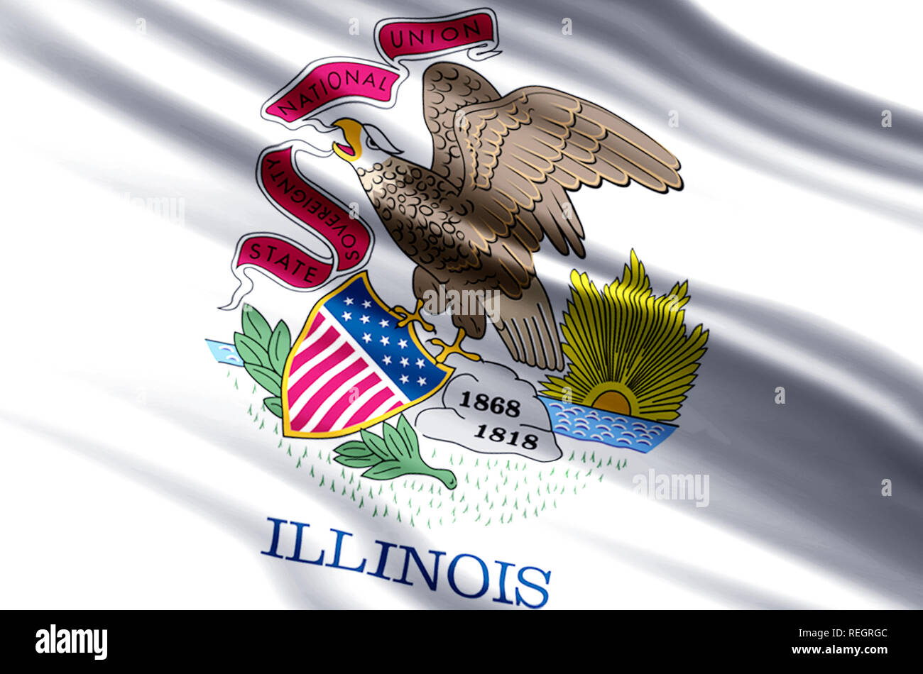Illinois waving and closeup flag illustration. Perfect for background ...