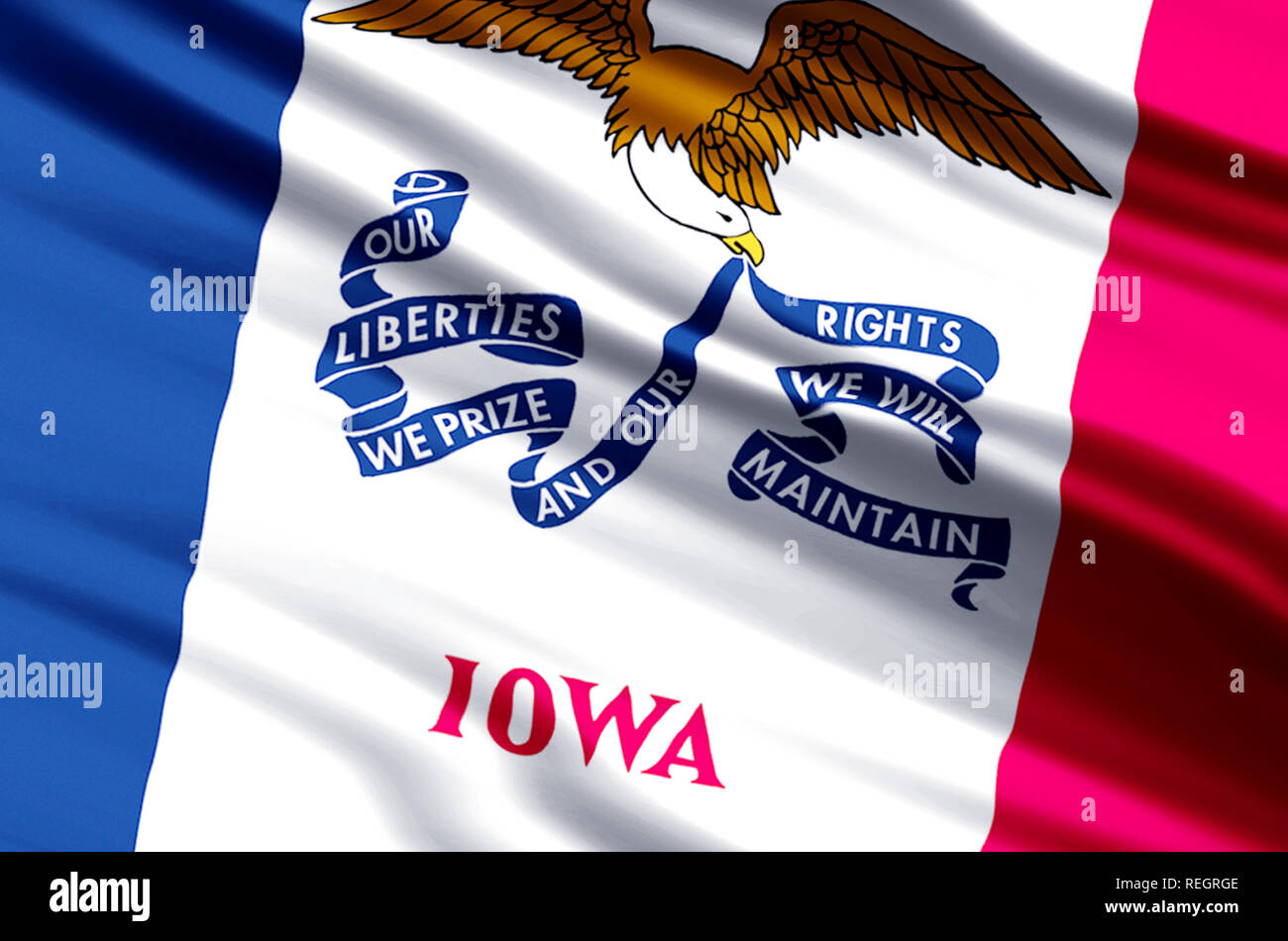 Iowa waving and closeup flag illustration. Perfect for background or ...