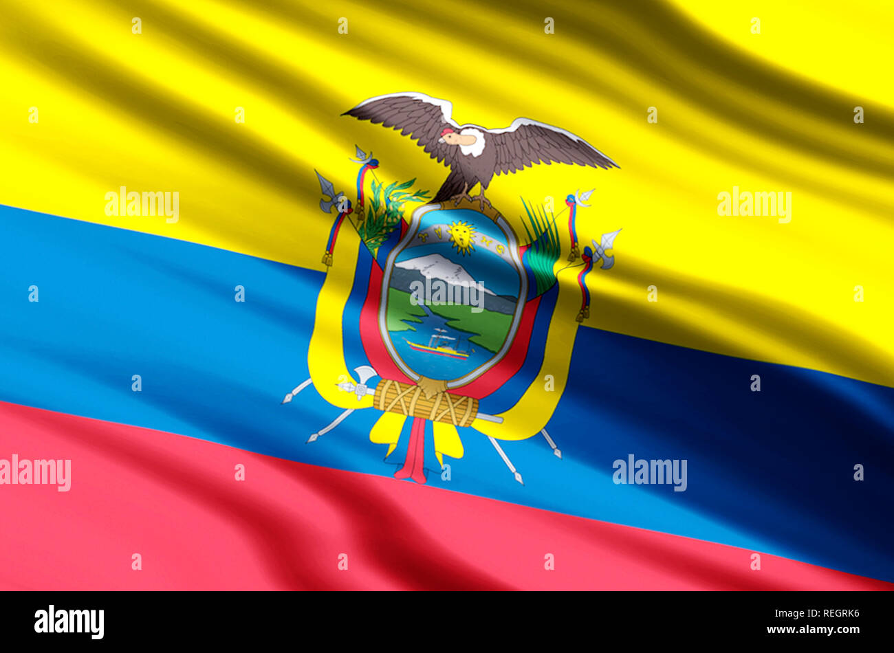 Ecuador waving and closeup flag illustration. Perfect for background or ...
