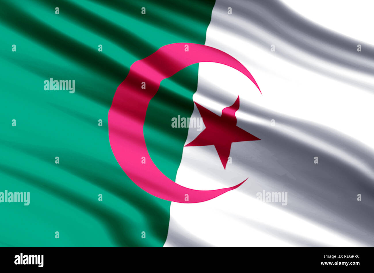 Algeria waving and closeup flag illustration. Perfect for background or ...