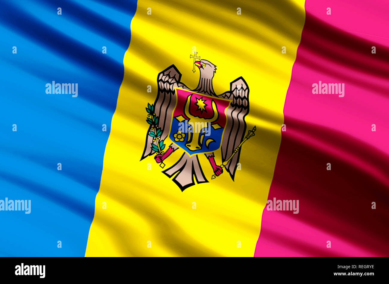 Moldova waving and closeup flag illustration. Perfect for background or ...