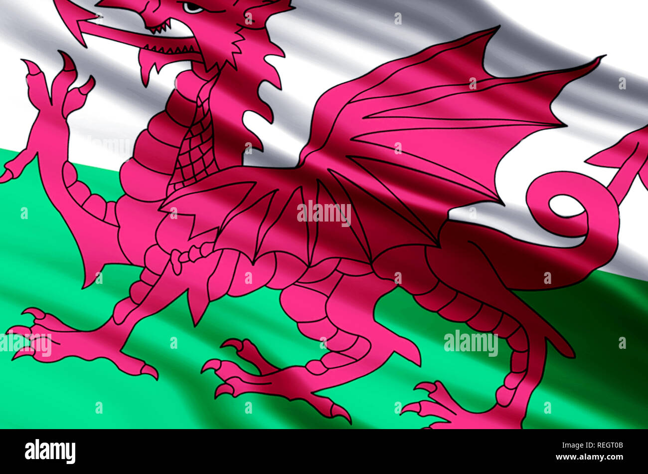 Wales waving and closeup flag illustration. Perfect for background or ...