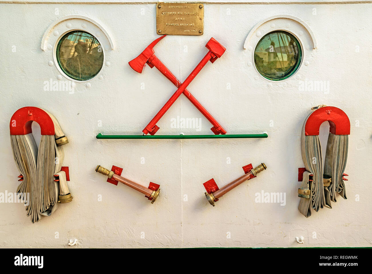 Ships tools at exterior of naval school frigate Stock Photo - Alamy