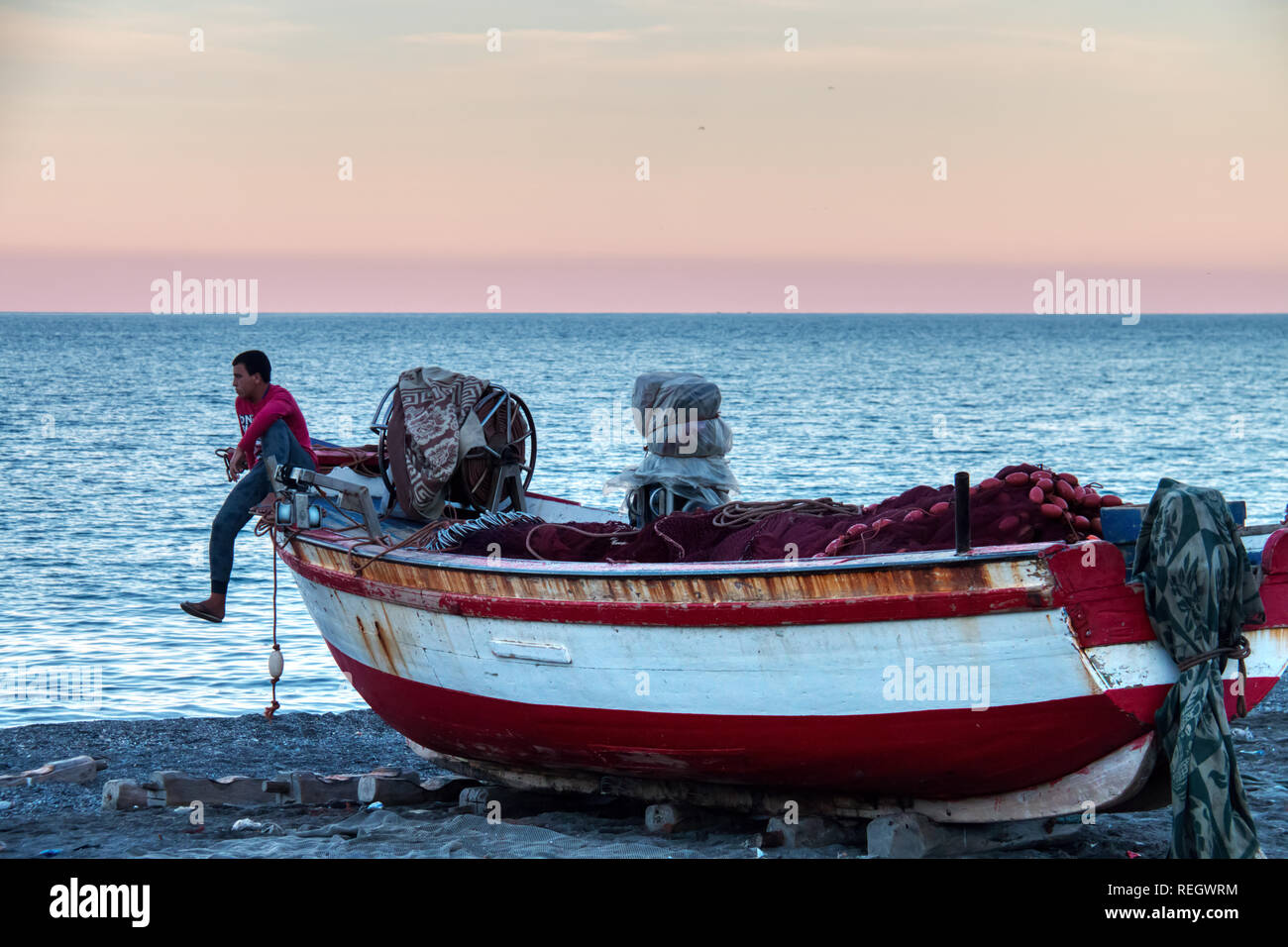 Oued Laou, Chefchaouen, Morocco - November 3, 2018: A Moroccan boy ...