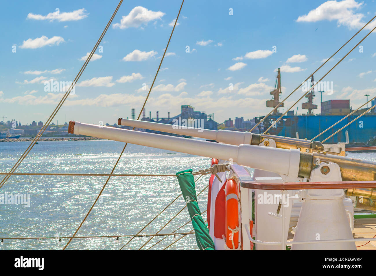 Side view naval school frigate guns Stock Photo - Alamy