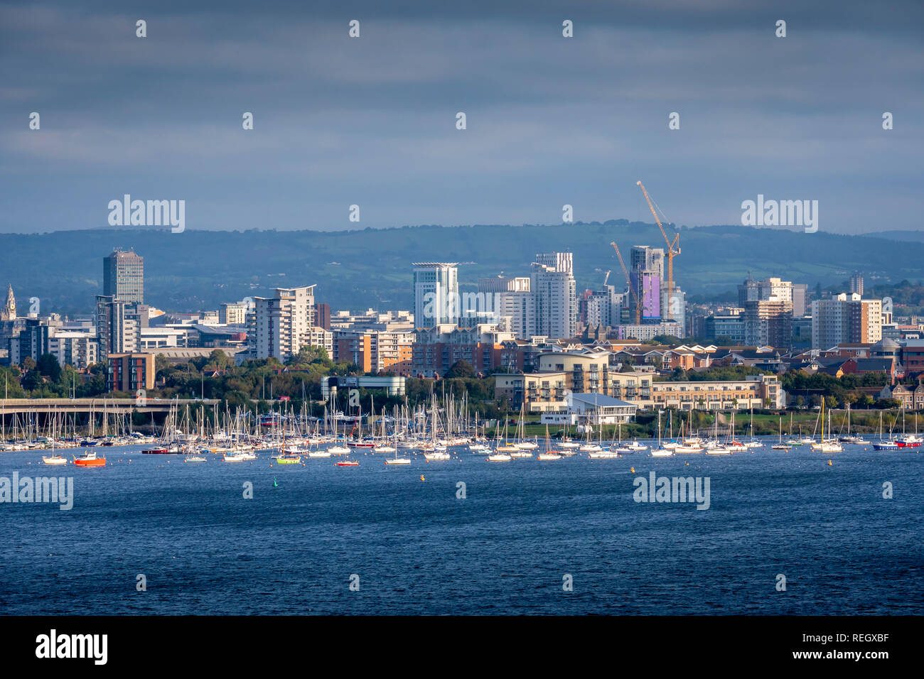 View over Cardiff Bay Cardiff Wales Stock Photo - Alamy