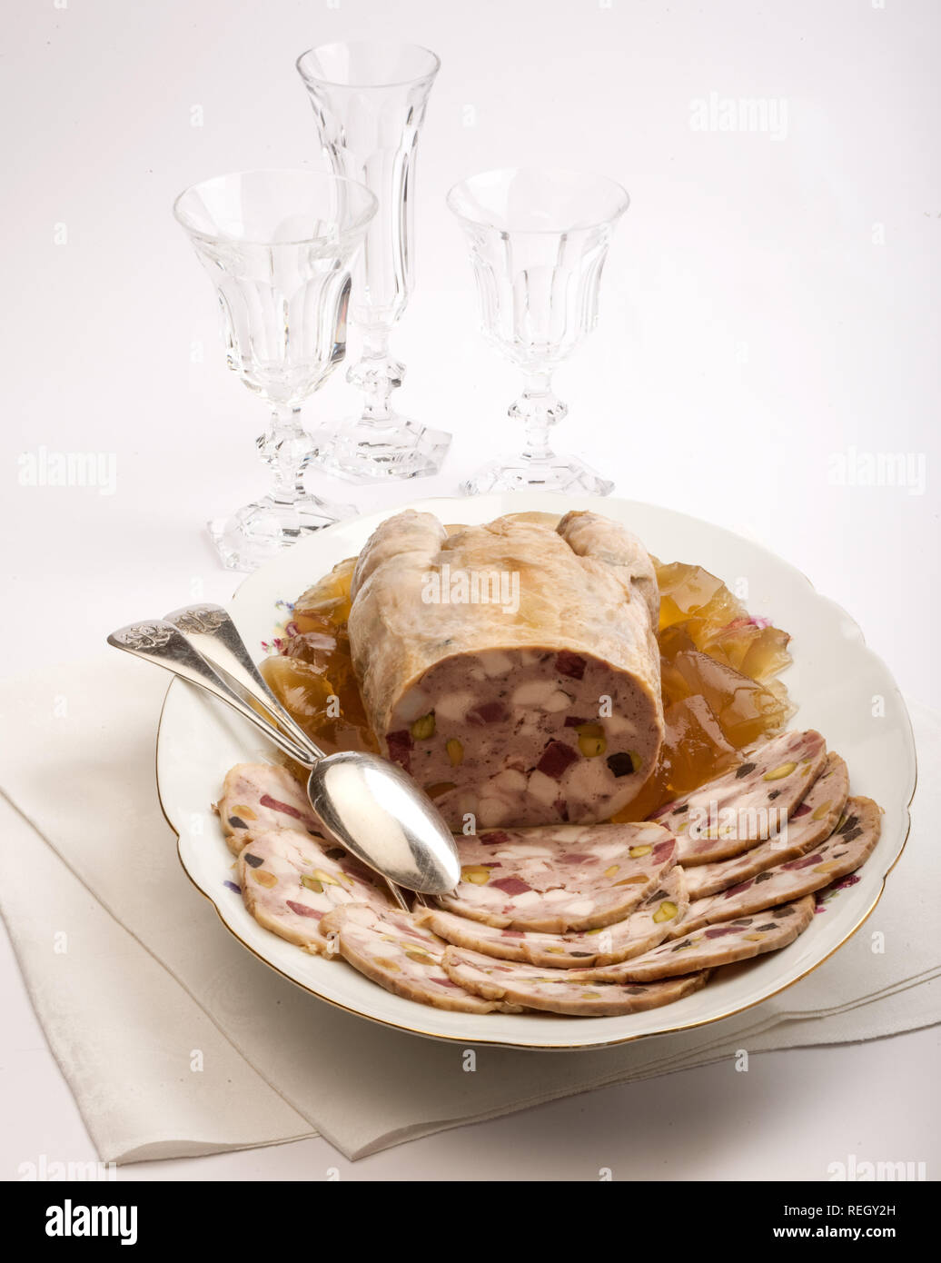 Chicken galantina it's a recipe from Bologna, Italy Stock Photo - Alamy