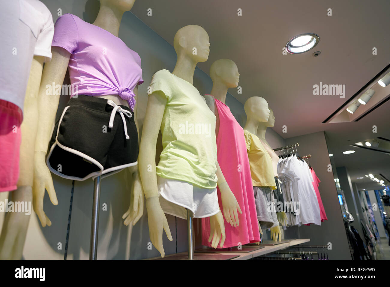 SEOUL, SOUTH KOREA - CIRCA MAY, 2017: clothing on display at H and M ...