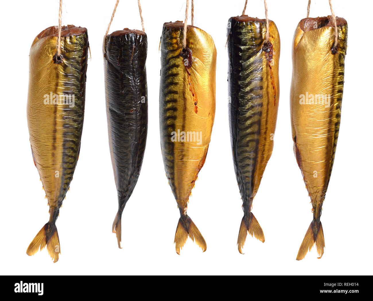 Smoked Scomber fish isolated on white background Stock Photo - Alamy