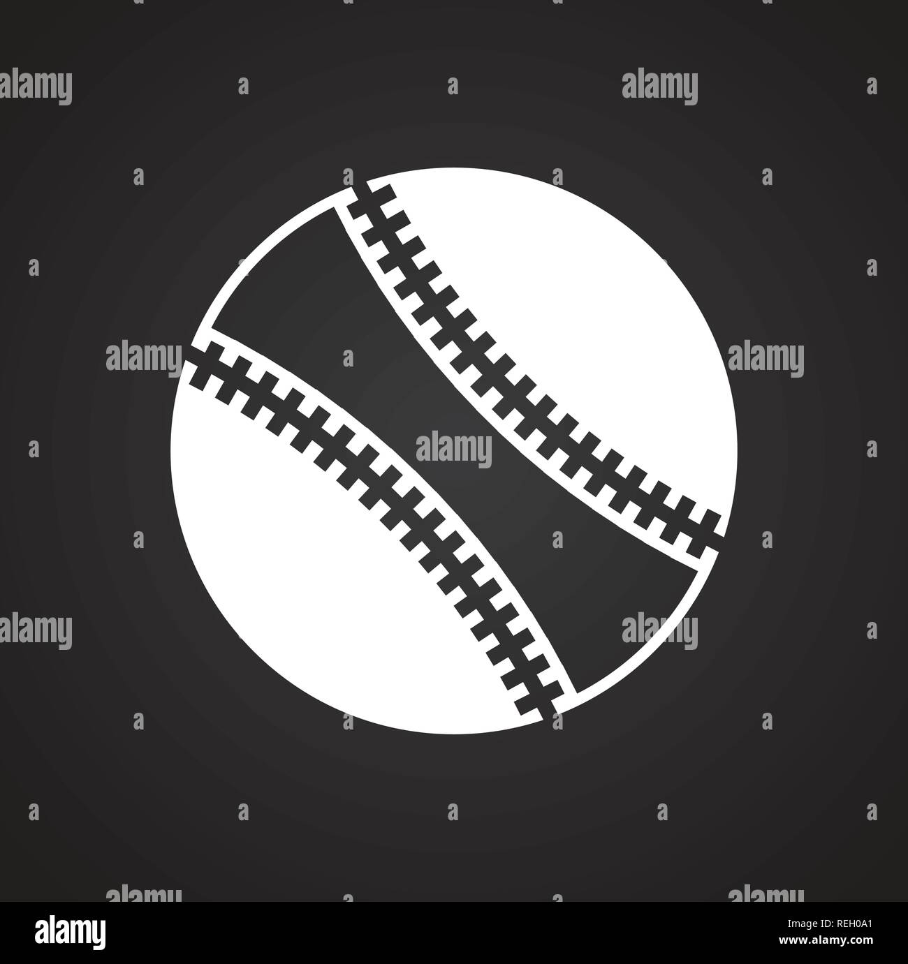 Baseball ball icon on black background for graphic and web design ...