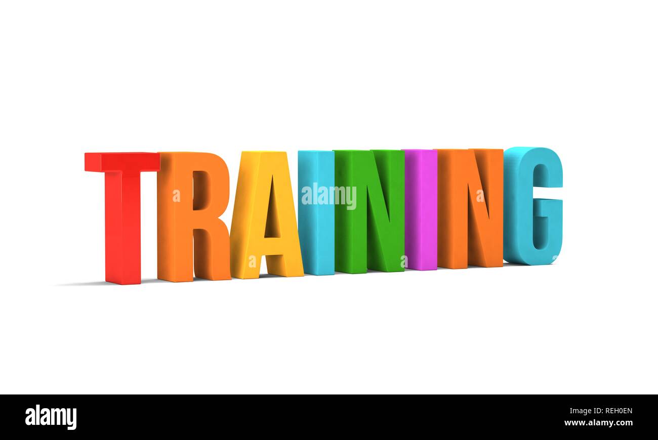 Training word. 3D Render illustration in white background Stock Photo ...