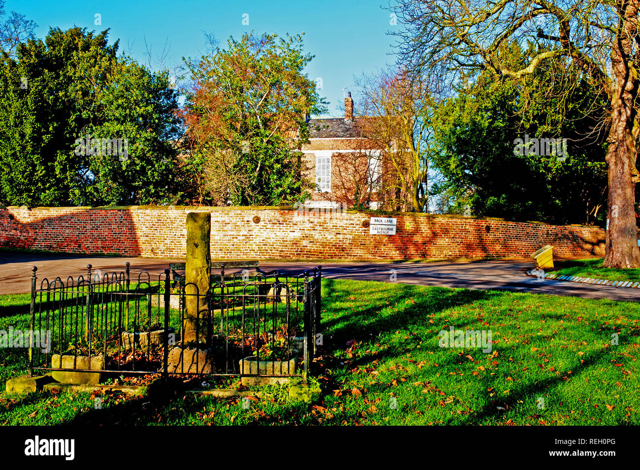Village green looking over back Lane, Egglescliffe village, Yarm on ...
