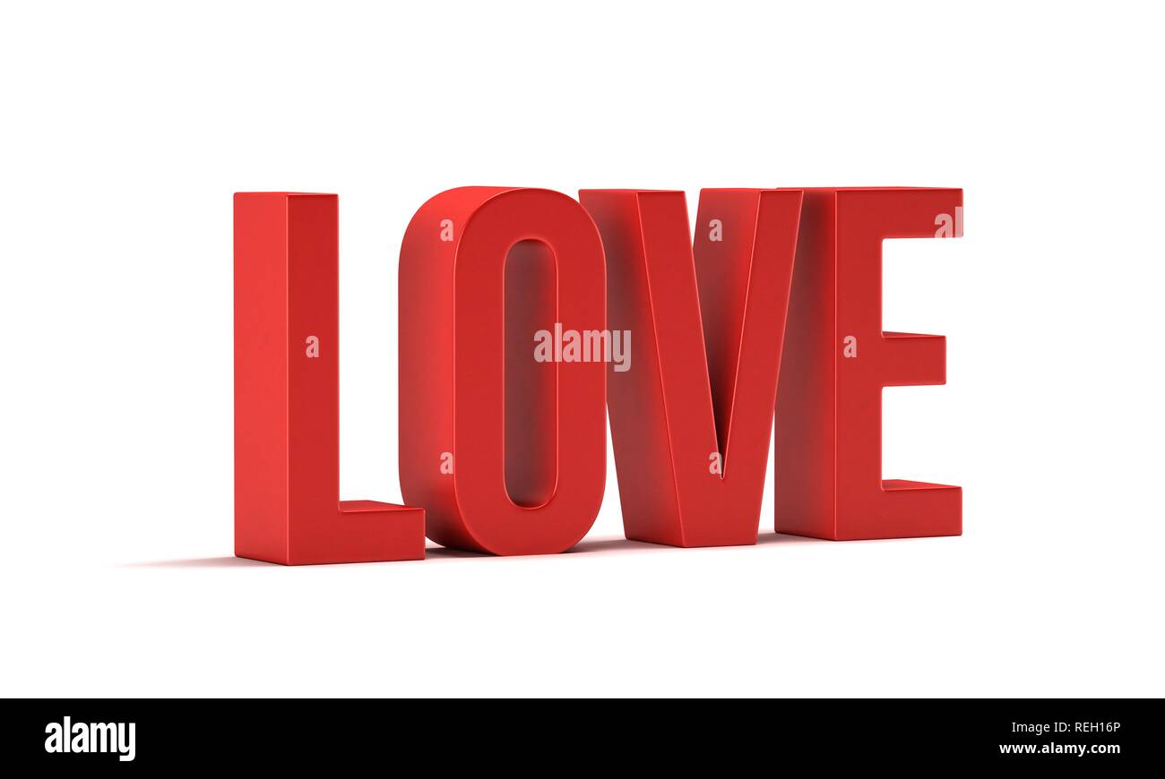 Love word. 3D Render illustration in white background Stock Photo - Alamy