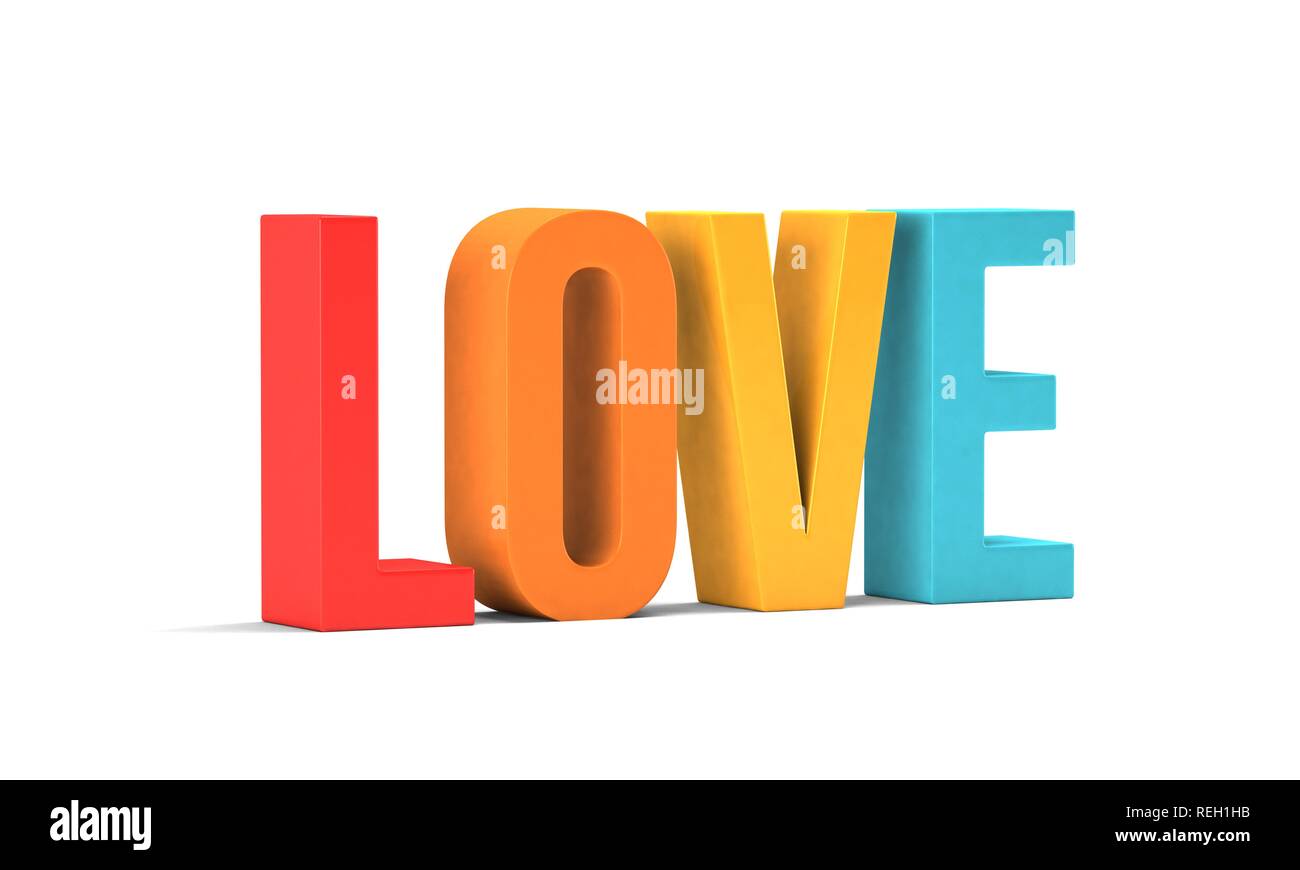Love word. 3D Render illustration in white background Stock Photo - Alamy
