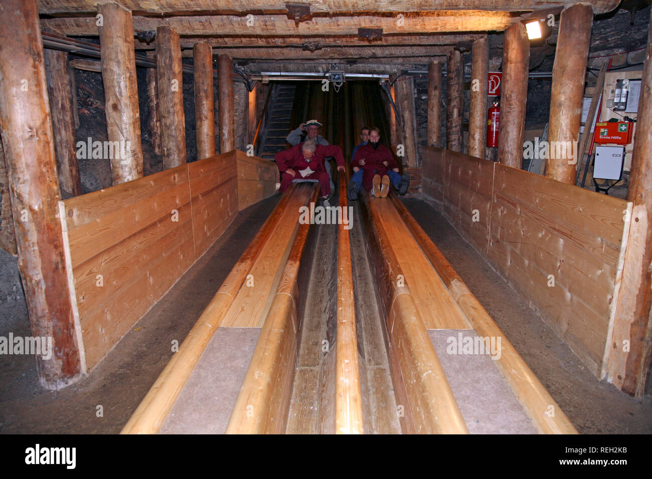 Underground Salt-mine in Hallstatt, Salzkammergut, also known as ...