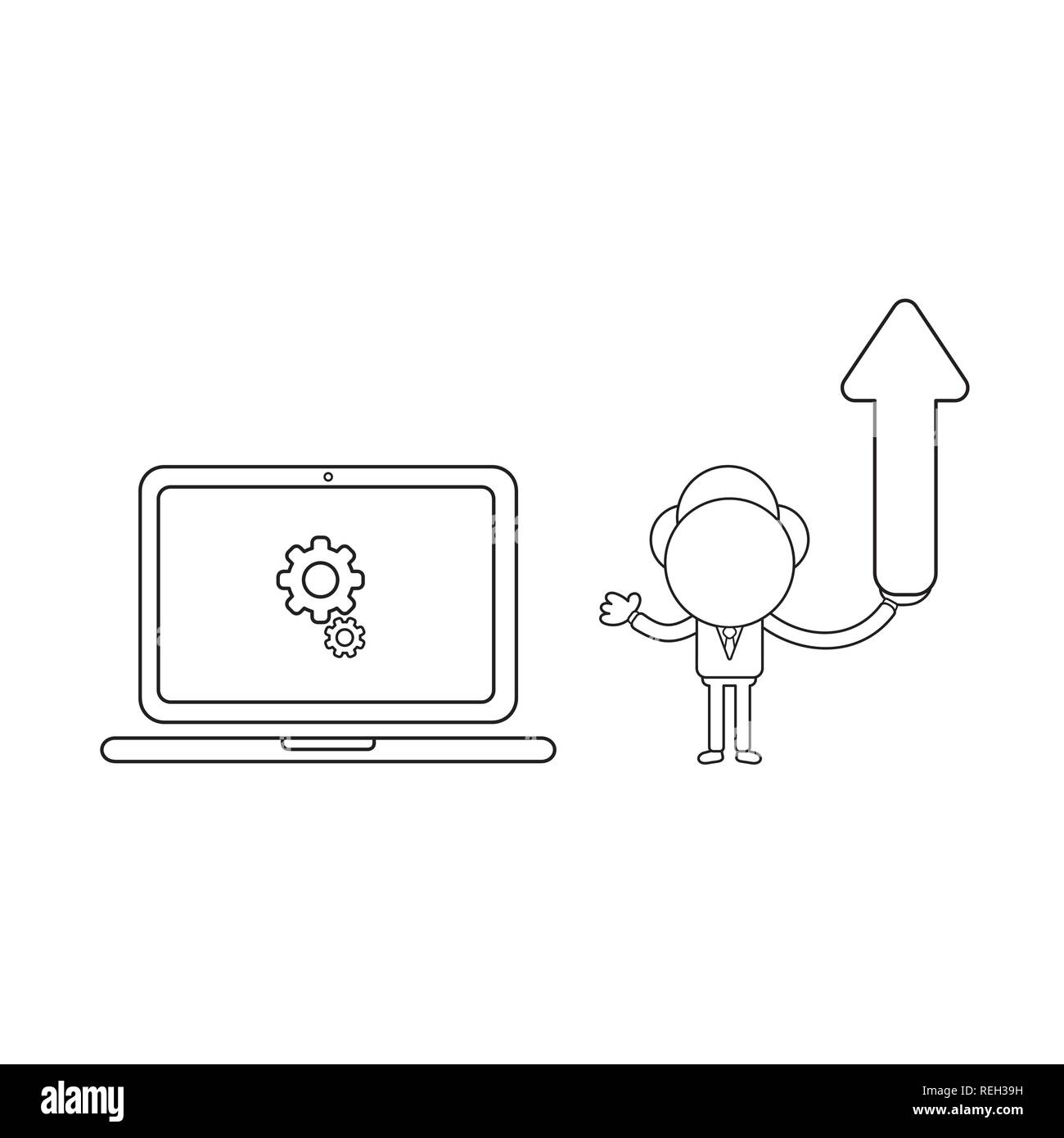 Vector illustration businessman character holding arrow moving up to ...