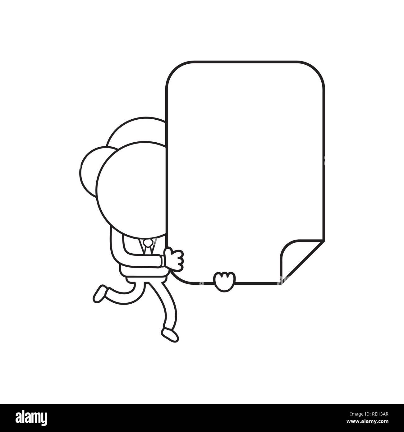 Vector illustration businessman character running and carrying blank ...