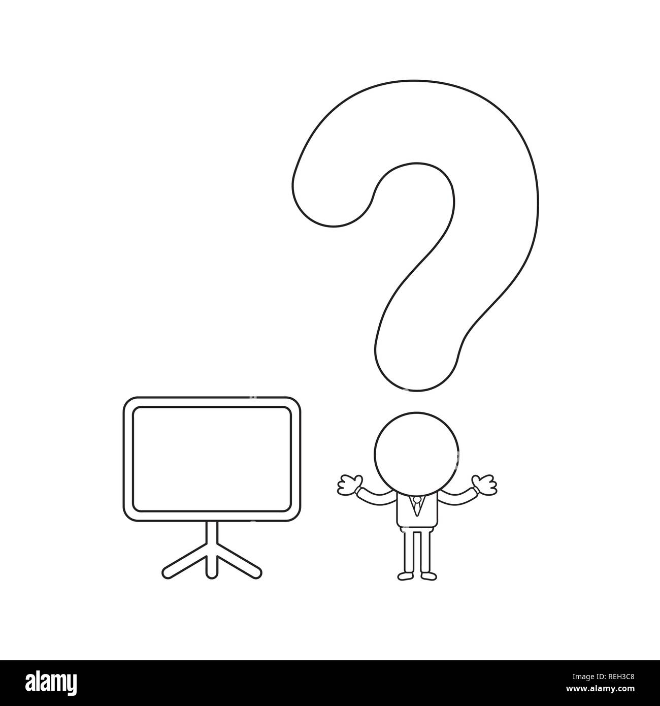 Vector illustration businessman character with blank presentation chart ...