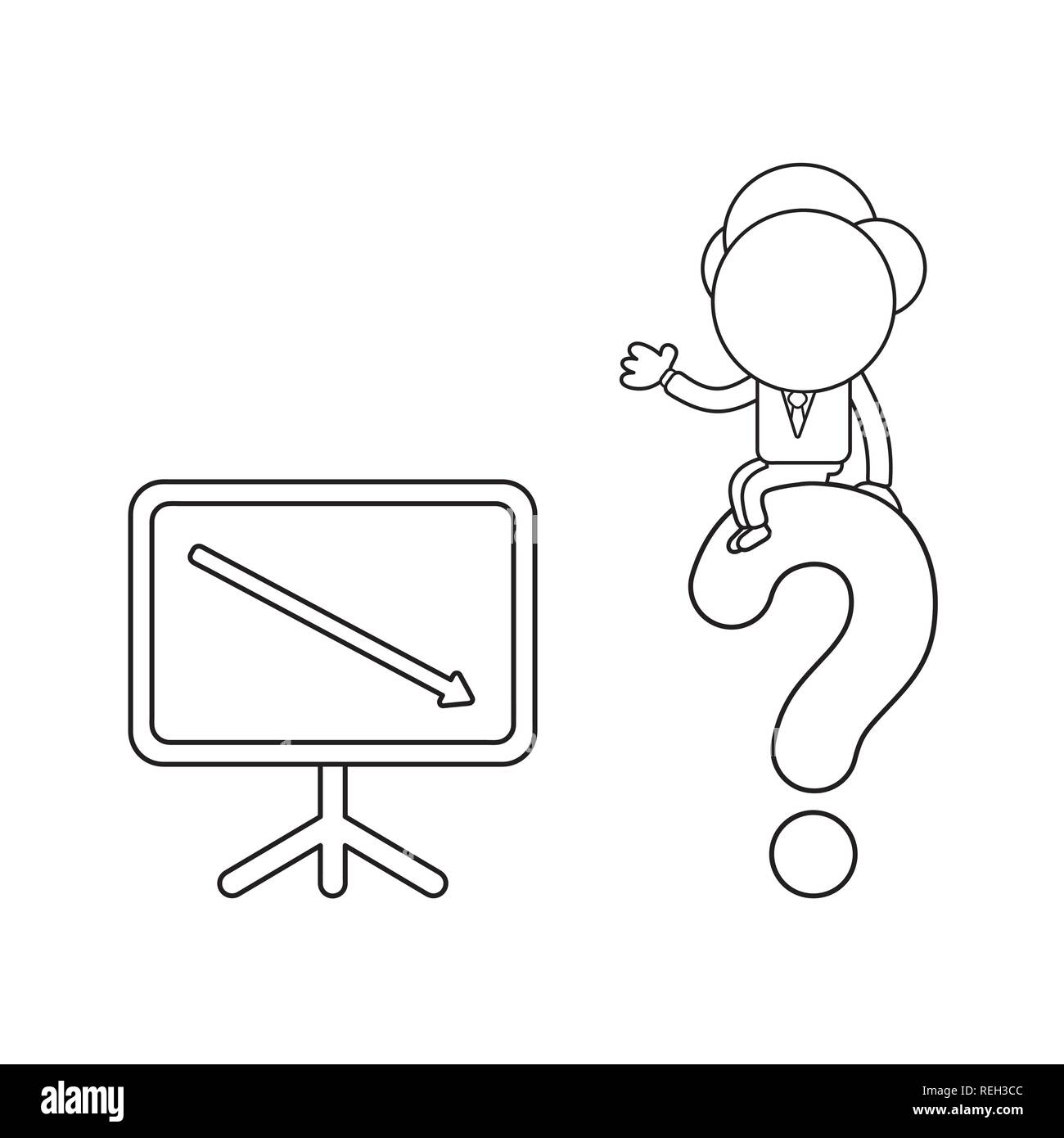 Vector illustration businessman character with sales chart moving down ...