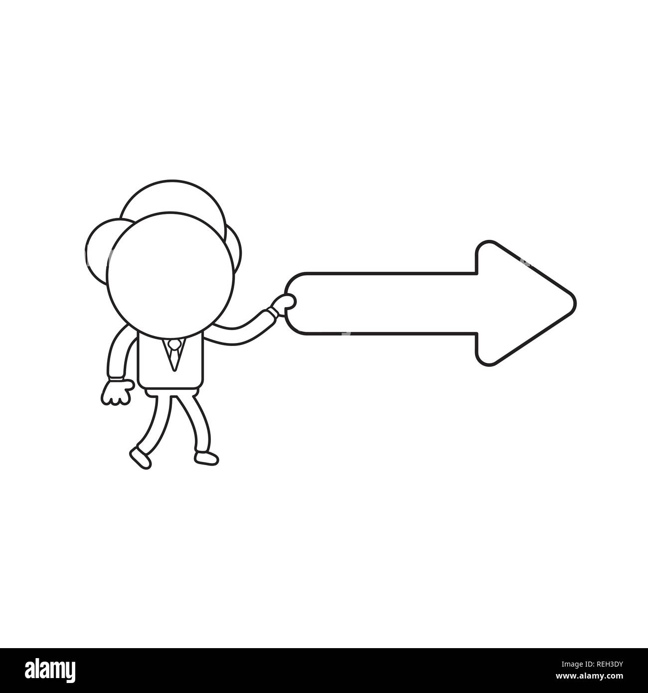 Vector illustration businessman character walking and holding arrow ...