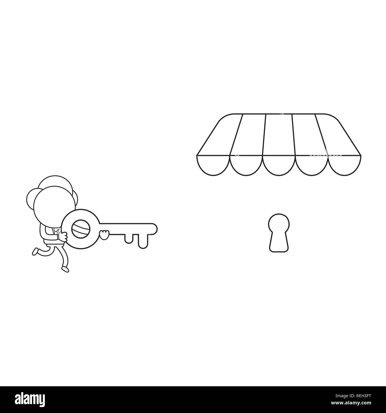 Vector illustration businessman character running and carrying key to ...