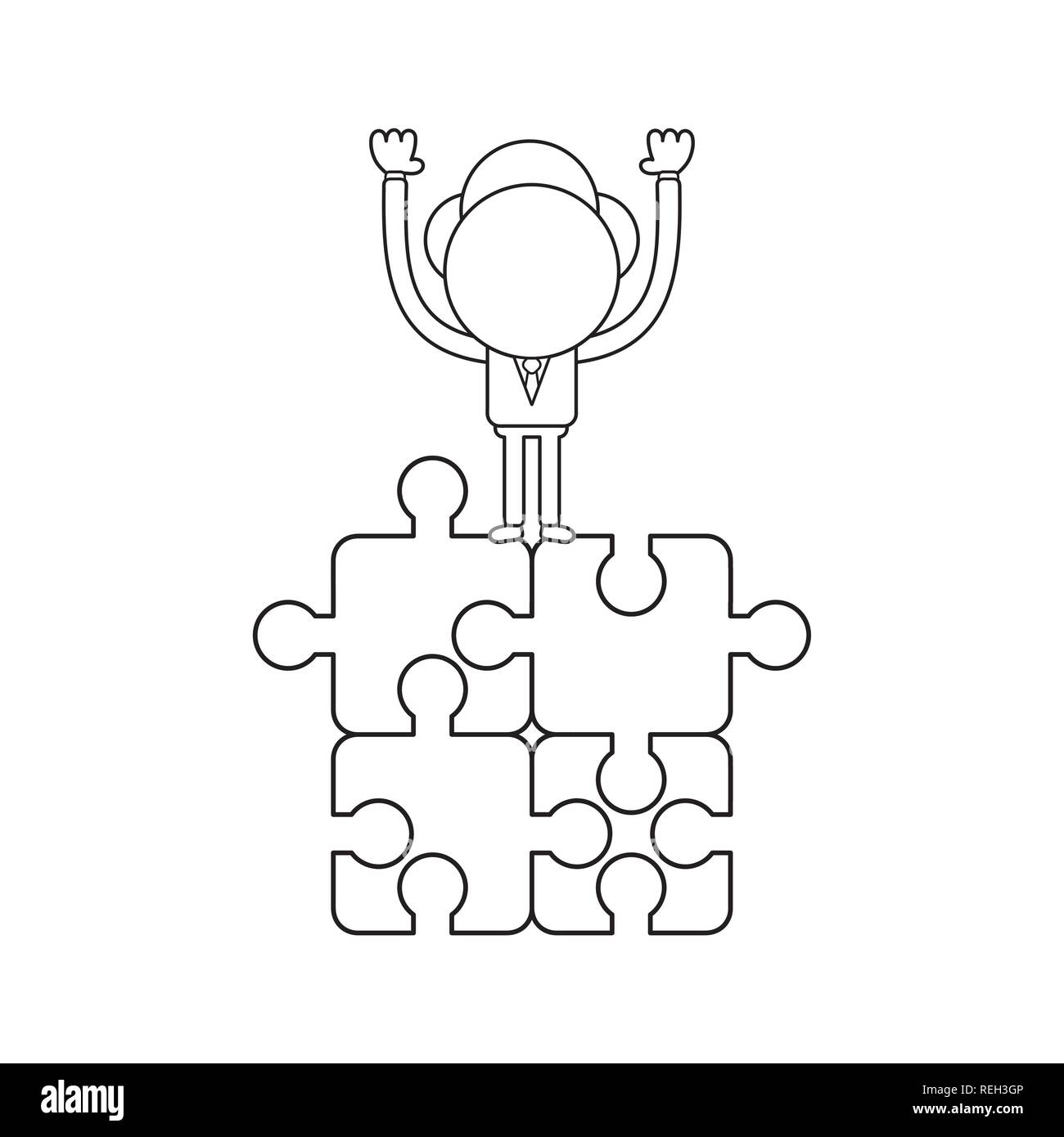 Vector illustration businessman character standing on connected four ...