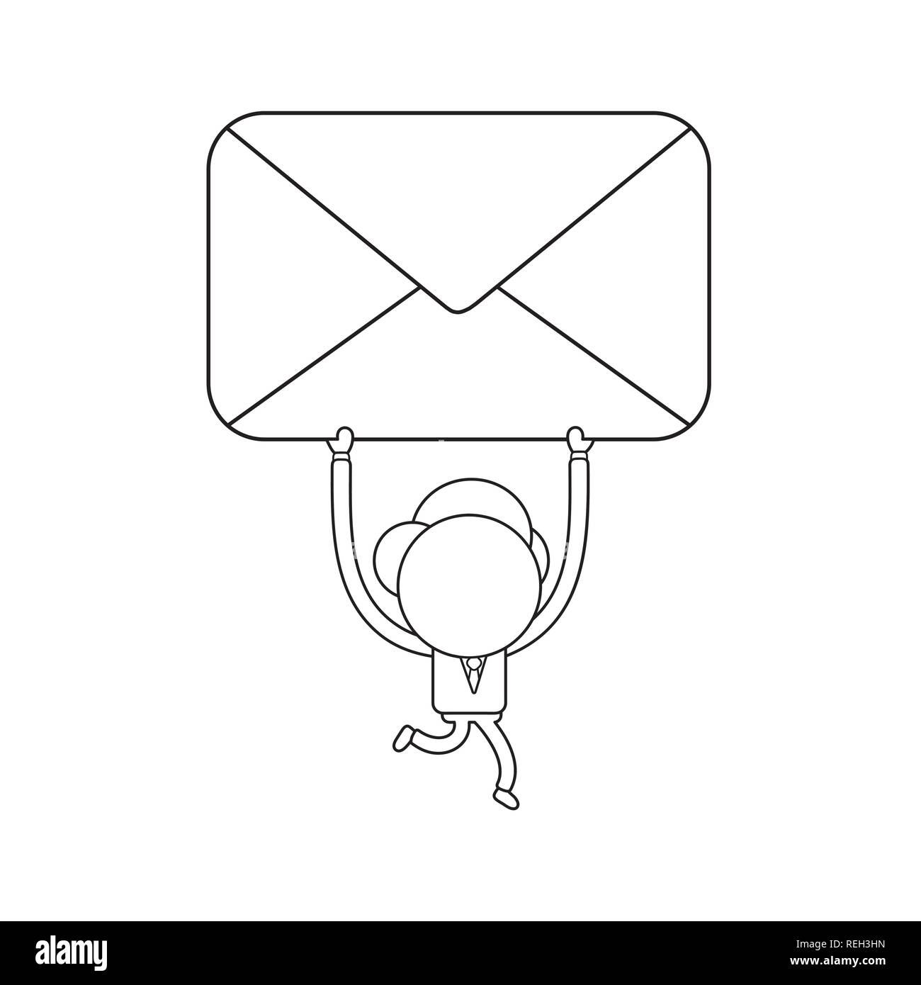 Vector illustration businessman character running and holding up closed ...