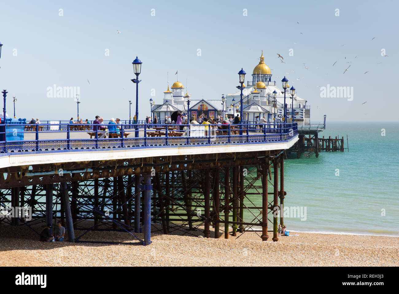 Eastbourne pier traditional English pier East Sussex UK in fine weather ...