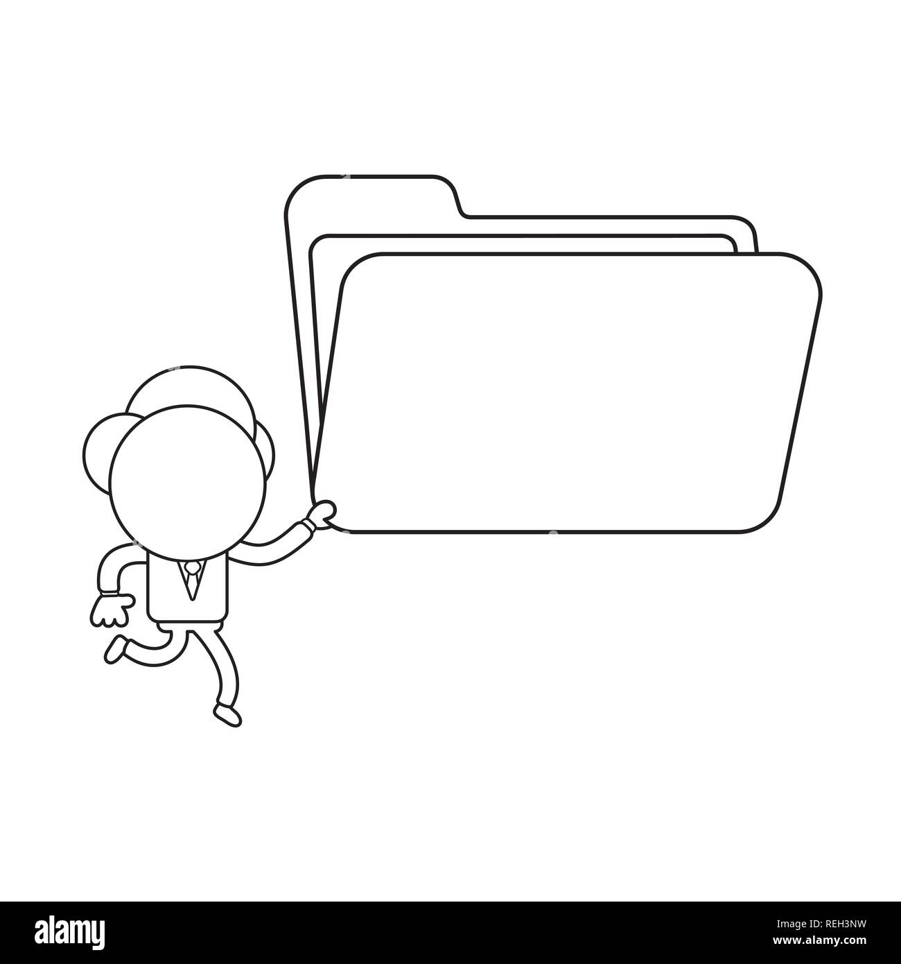 Vector illustration businessman character running and holding open file ...