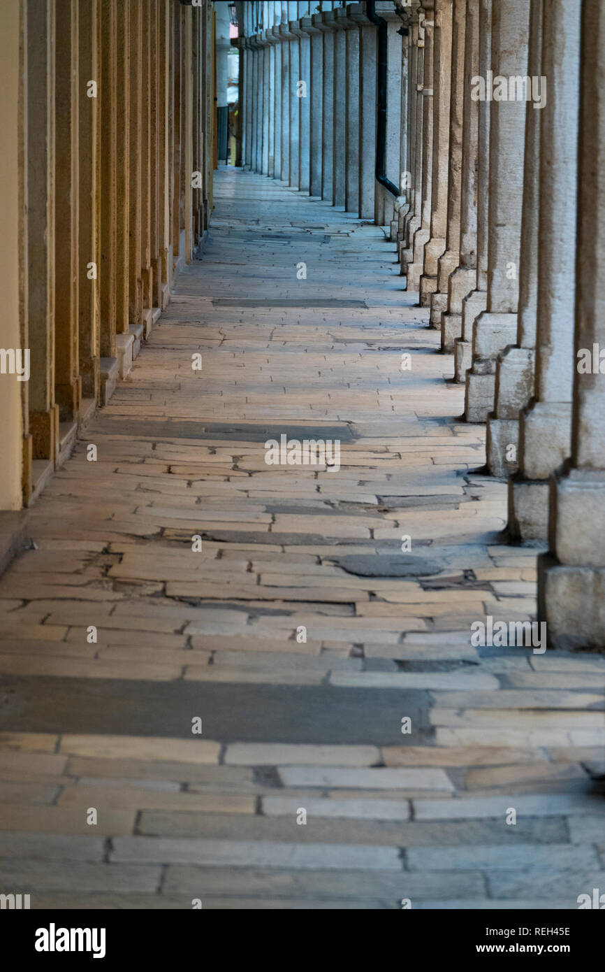 Greece Corfu Corfu Town old colonnade walkway Stock Photo - Alamy
