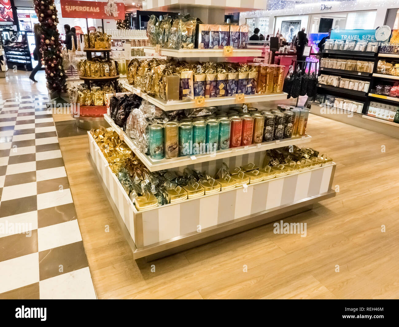 PARIS, FRANCE - NOVEMBER Circa, 2018 : French Duty Free area at Roissy ...