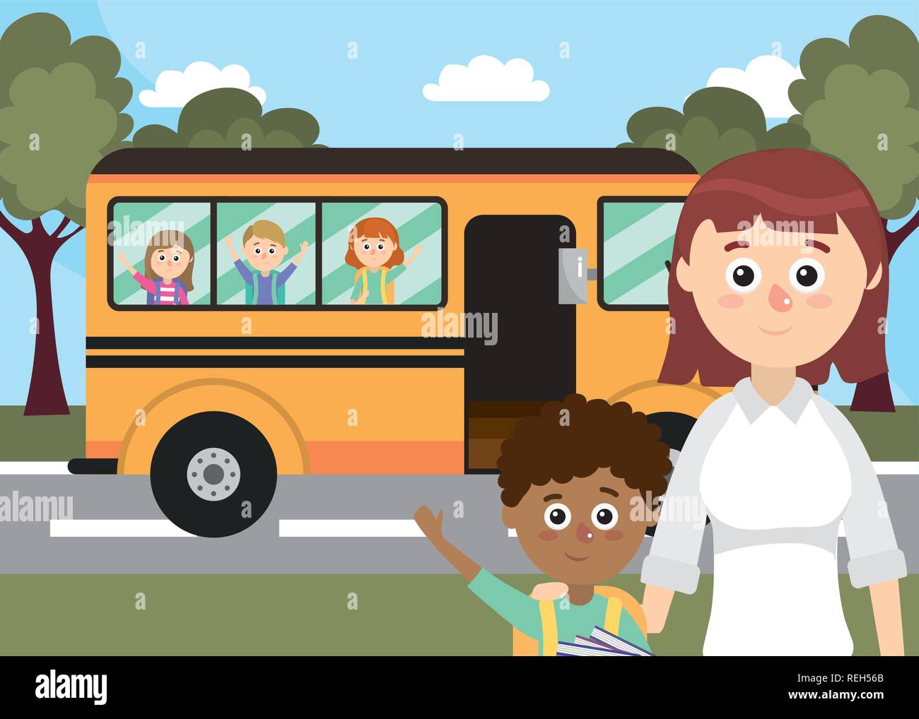 elementary school cartoon Stock Vector Image & Art - Alamy