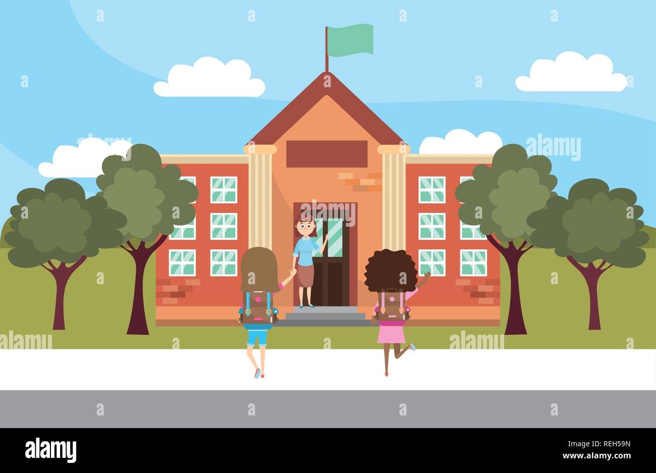 elementary school cartoon Stock Vector Image & Art - Alamy