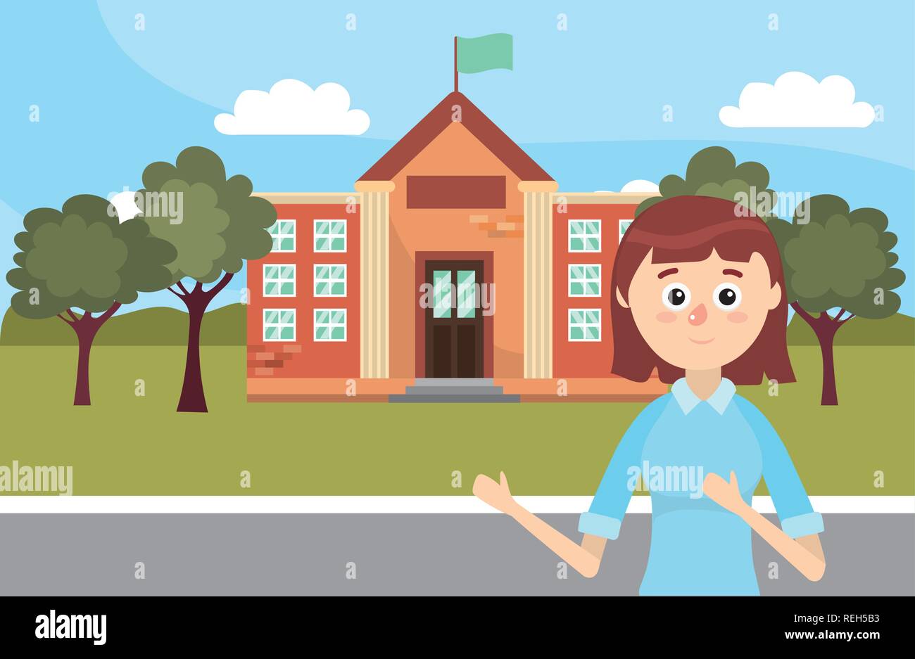 elementary school cartoon Stock Vector Image & Art - Alamy